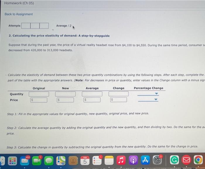 Solved 2. Calculating the price elasticity of demand: A | Chegg.com