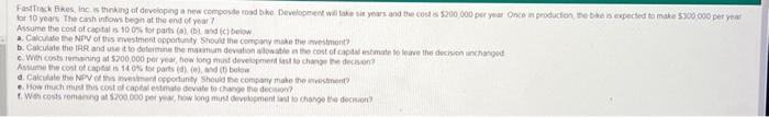 Solved b. Calculate the IRR and use it to determine the | Chegg.com