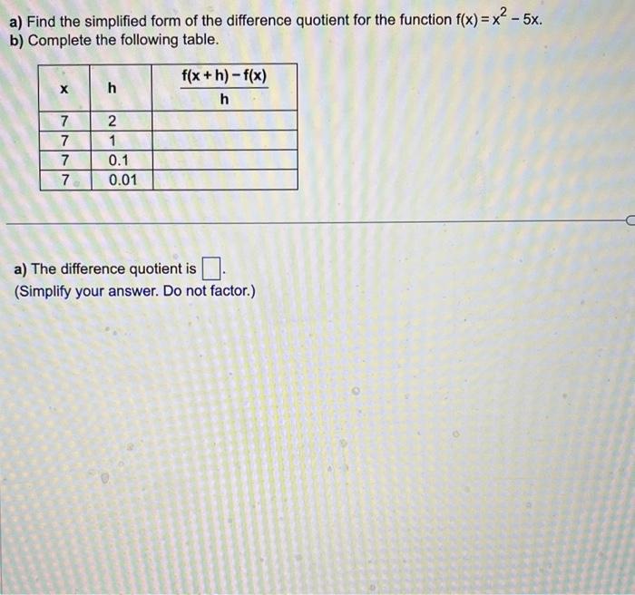 Solved a) Find the simplified form of the difference | Chegg.com