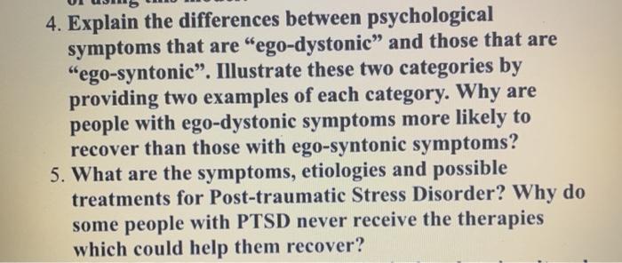 Solved 4. Explain the differences between psychological | Chegg.com
