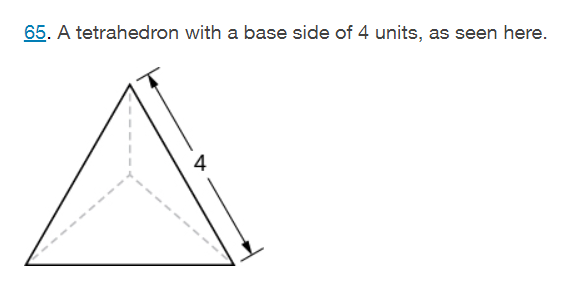 Solved A tetrahedron with a base side of 4 ﻿units, as seen | Chegg.com