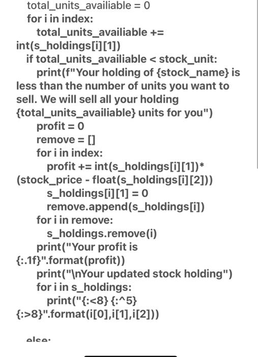 Solved total_units_availiable =0 for i in index: | Chegg.com