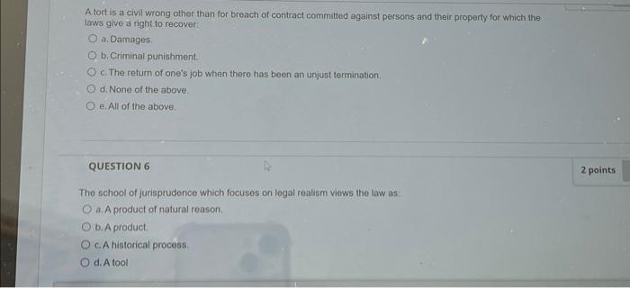 A tort is a civil wrong other than for breach of | Chegg.com