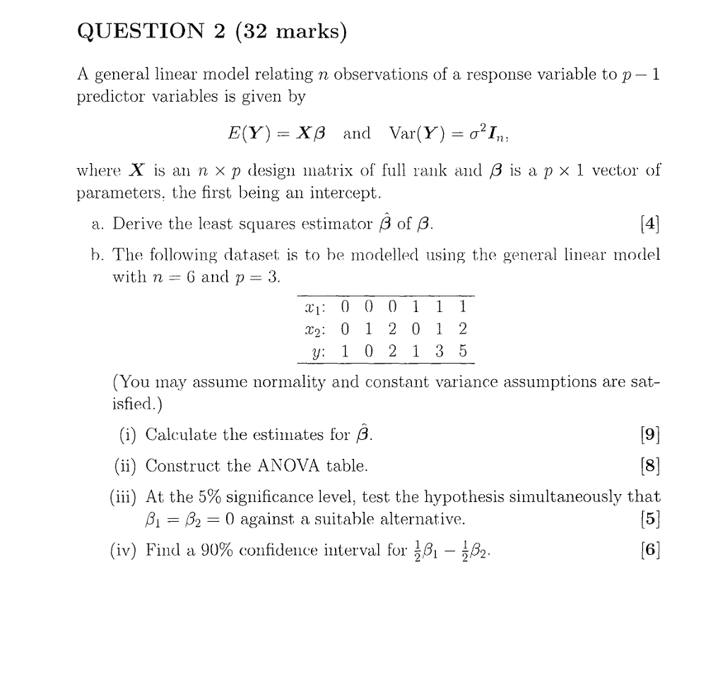 Solved a. A multiple linear regression model where we assume | Chegg.com