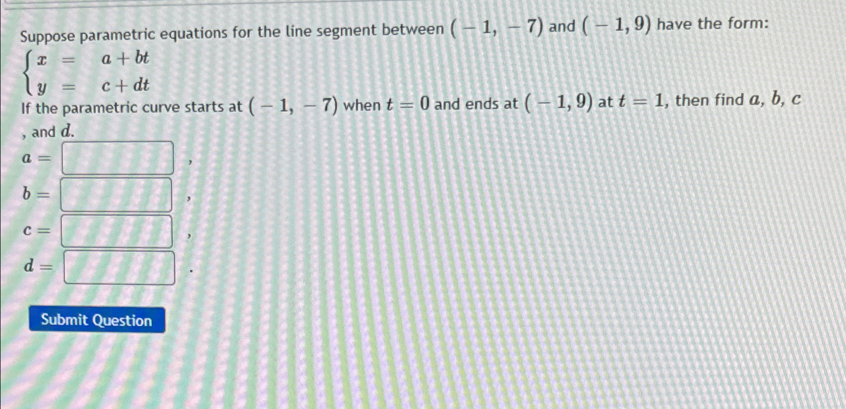 Solved Suppose parametric equations for the line segment | Chegg.com