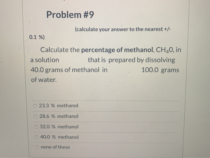 Solved Problem #9 (calculate your answer to the nearest +/- | Chegg.com