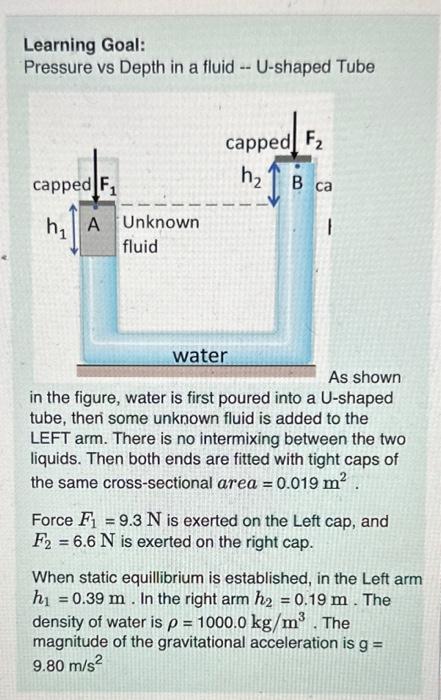 Solved Learning Goal: Pressure vs Depth in a fluid -- | Chegg.com