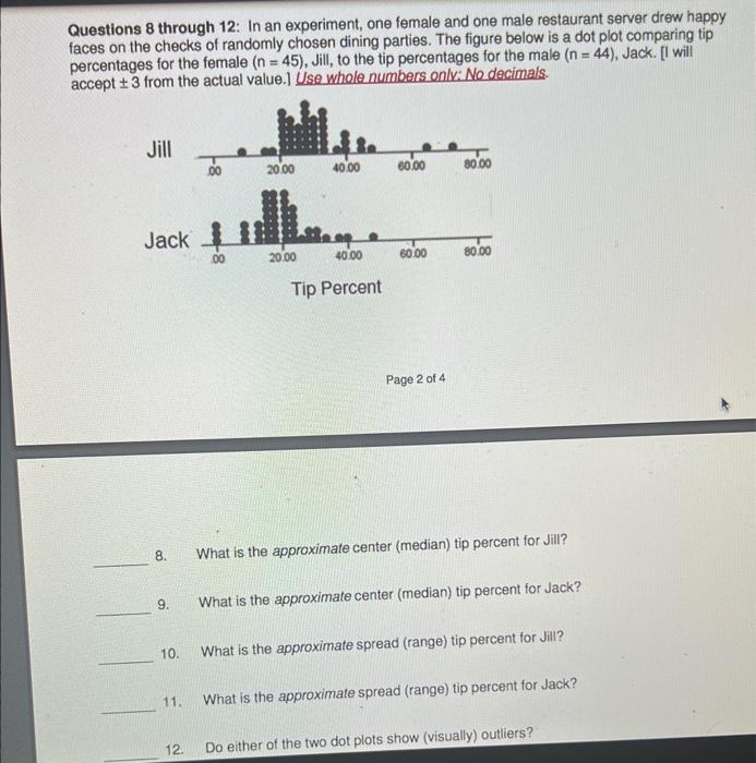 Solved Questions 8 through 12: In an experiment, one female | Chegg.com