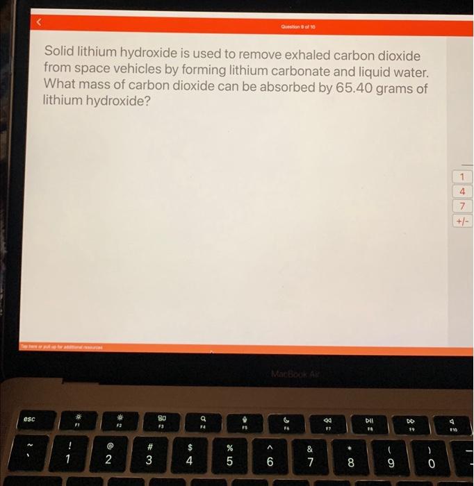 Solid lithium hydroxide is used to remove exhaled | Chegg.com
