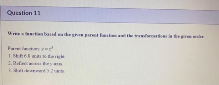 Solved Write a function based on the given parent function | Chegg.com