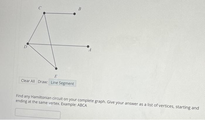 Solved Find any Hamiltonian circuit on your complete graph. | Chegg.com