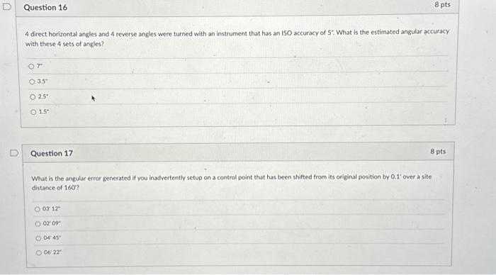Solved D Question 16 4 direct horizontal angles and 4 | Chegg.com Solved D Question 16 4 direct horizontal angles and 4 | Chegg.com