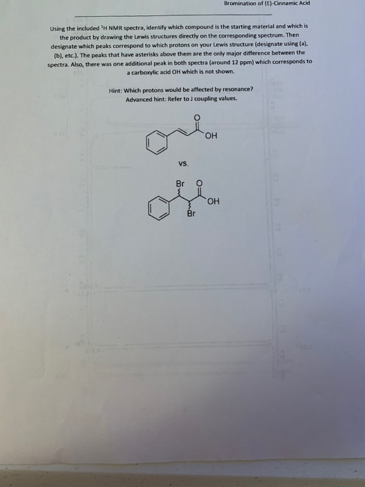 Solved Bromination of (E)-Cinnamic Acid Using the included | Chegg.com