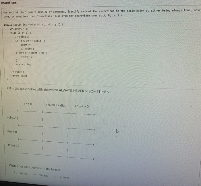 Solved Assertions For each of the 3 points labeled by | Chegg.com