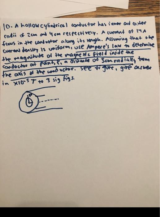 Solved 10. A hollow cylindrical condue tor has inner and | Chegg.com