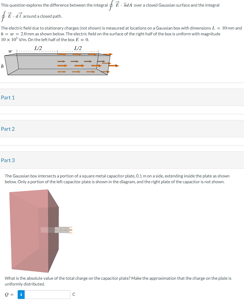 Solved The Gaussian box intersects a portion of a square | Chegg.com