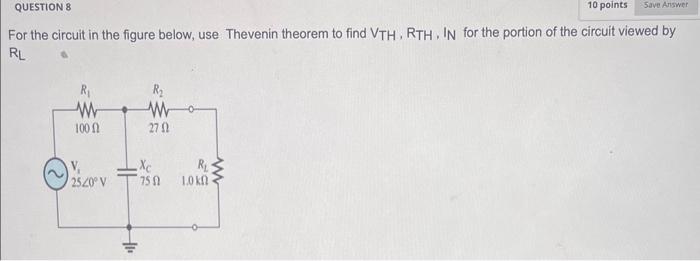 Solved For the circuit in the figure below, use Thevenin | Chegg.com
