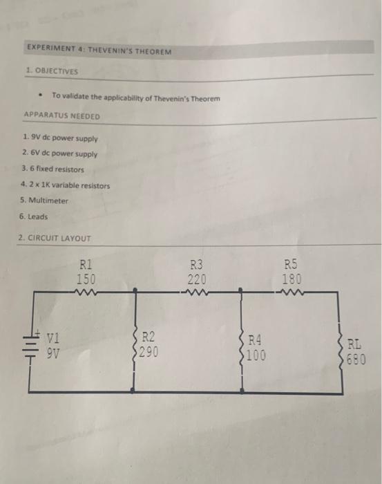 Solved - To validate the applicability of Thevenin's Theorem | Chegg.com