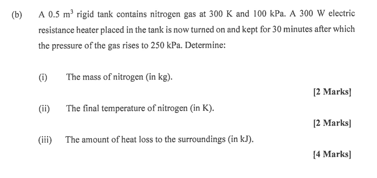 Solved (b) ﻿A 0.5m3 ﻿rigid tank contains nitrogen gas at | Chegg.com