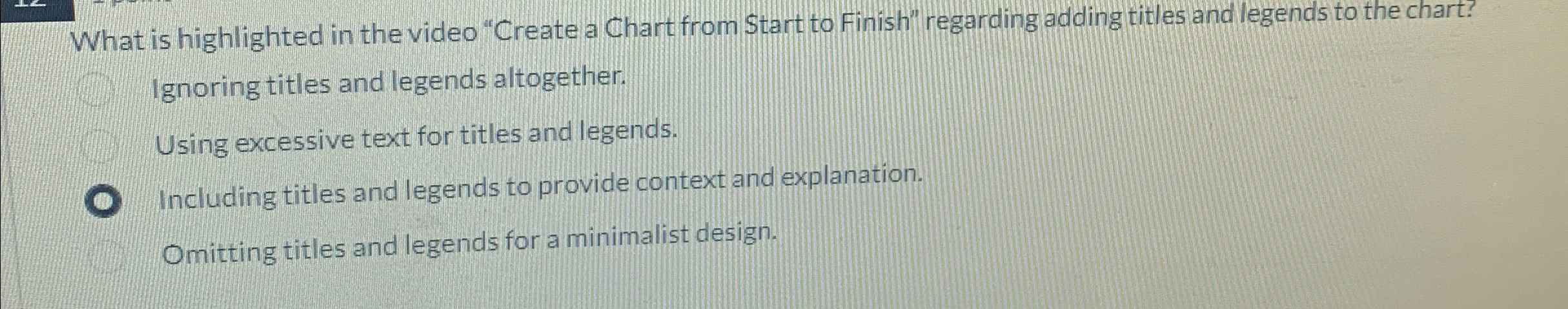 Solved What is highlighted in the video "Create a Chart from | Chegg.com
