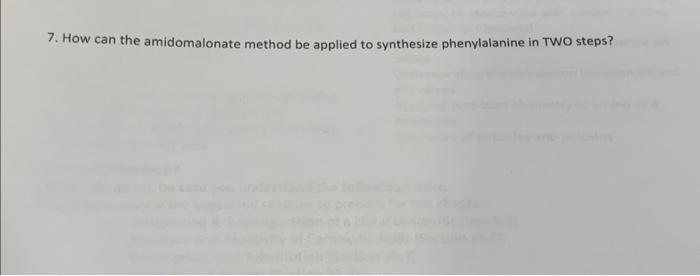 Solved 7. How can the amidomalonate method be applied to | Chegg.com