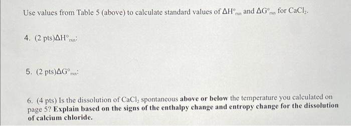 Solved Use values from Table 5 (above) to calculate standard | Chegg.com