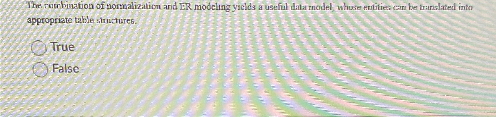 Solved The combination of normalization and ER modeling | Chegg.com