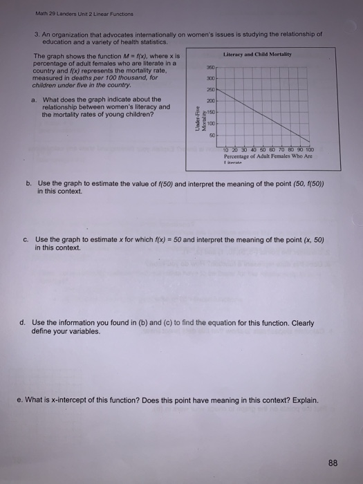 Solved Math 29 Landers Unt 2 Linear Functions Lab Assignment | Chegg.com