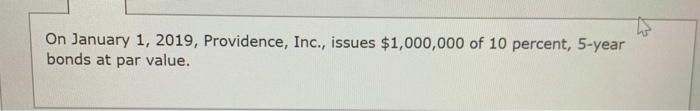 Solved On January 1, 2019, Providence, Inc., issues | Chegg.com