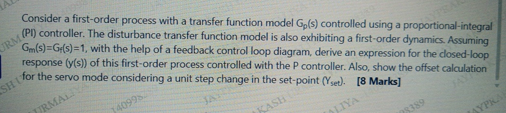 Solved Consider a first-order process with a transfer | Chegg.com