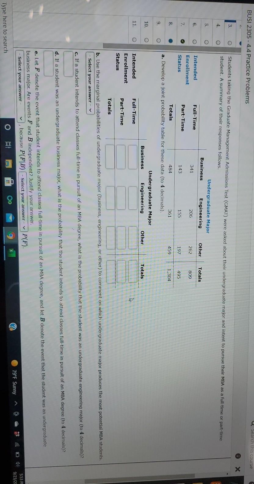 Solved Search this course BUSI 2305 -4.4 Practice Problems X | Chegg.com