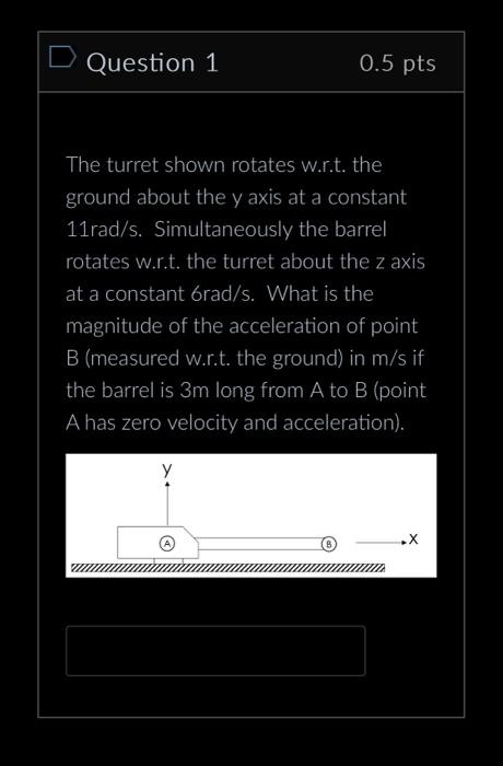Solved Question 1 0.5pts The turret shown rotates w.r.t. the | Chegg.com