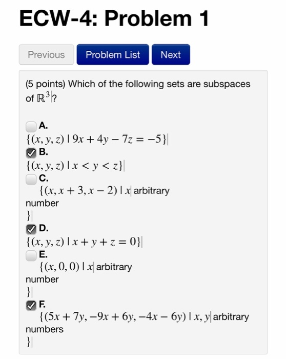 Solved ECW-4: Problem 1 Previous Problem List Next (5 | Chegg.com