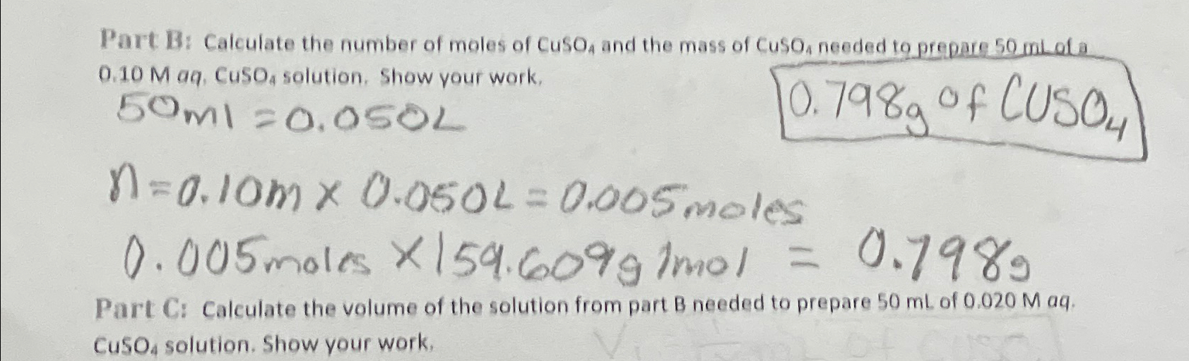 Solved Part B: Calculate the number of moles of CuSO4 ﻿and | Chegg.com