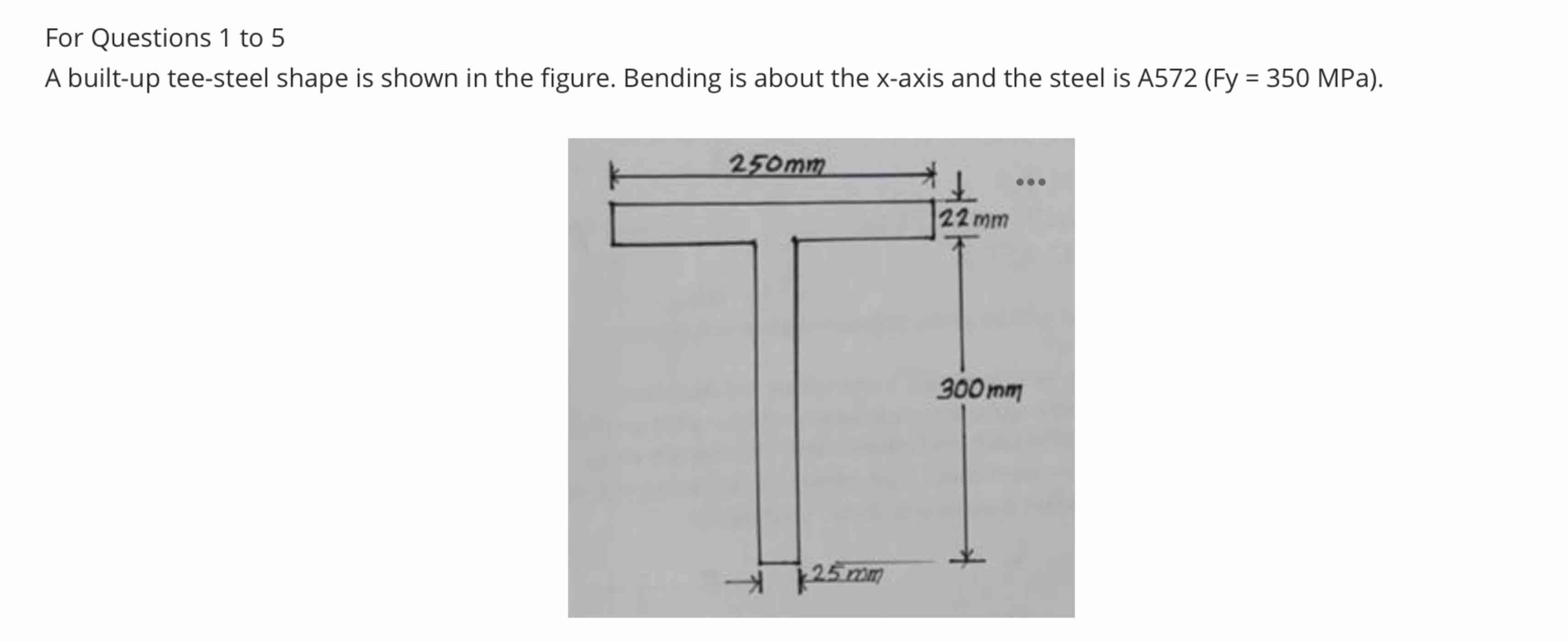 Solved A built-up ﻿tee-steel shape is ﻿shown in ﻿the figure. | Chegg.com