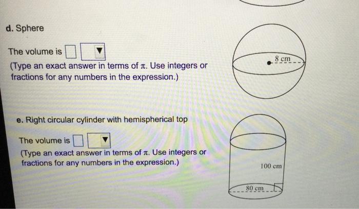 Solved Find the volume of each of the following figures. | Chegg.com