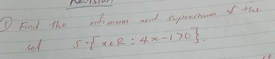 Solved 1 Find the infimum and supremum of the | Chegg.com