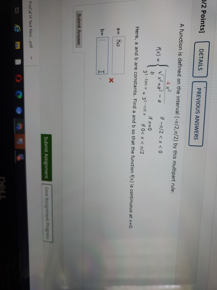 Solved A function is defined on interval (-pi/2,pi/2) by | Chegg.com