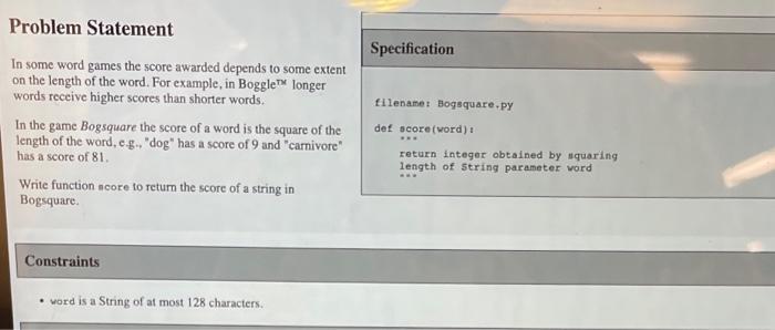 Solved Problem Statement In some word games the score | Chegg.com