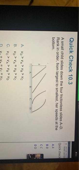 Solved Quick Check 10.3 C04111 A small child slides down the | Chegg.com