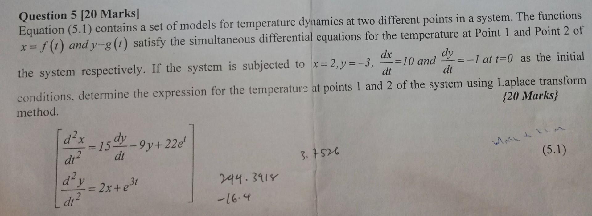 Solved Question 5 [20 Marks] Equation (5.1) contains a set | Chegg.com