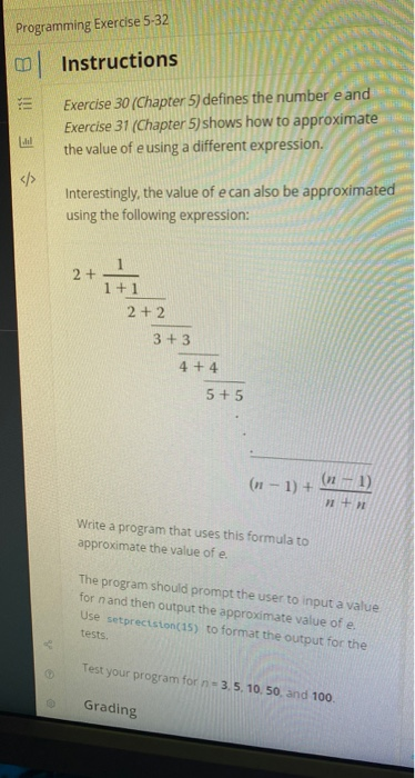 Solved Programming Exercise 5-32 0 Instructions Exercise 30 | Chegg.com Solved Programming Exercise 5-32 0 Instructions Exercise 30 | Chegg.com