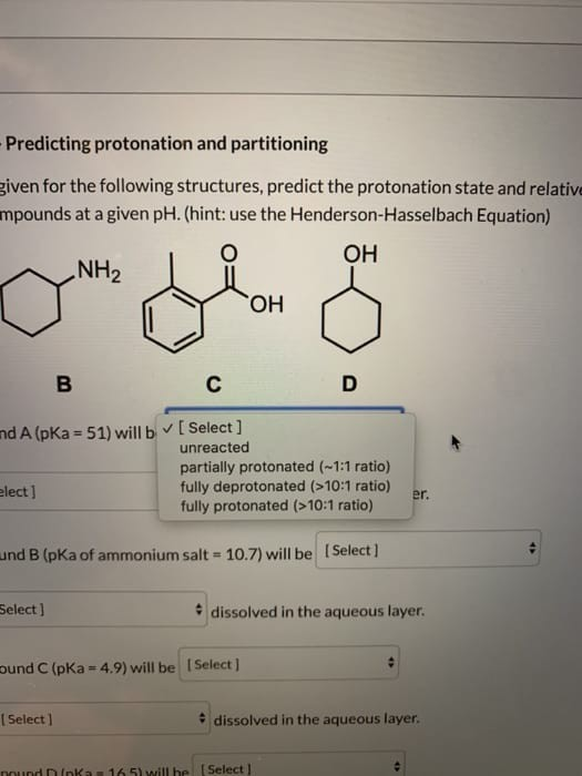 Predicting protonation and partitioning given for the | Chegg.com