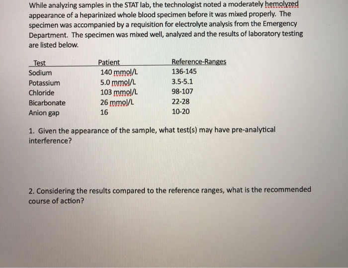Solved While analyzing samples in the STAT lab, the | Chegg.com