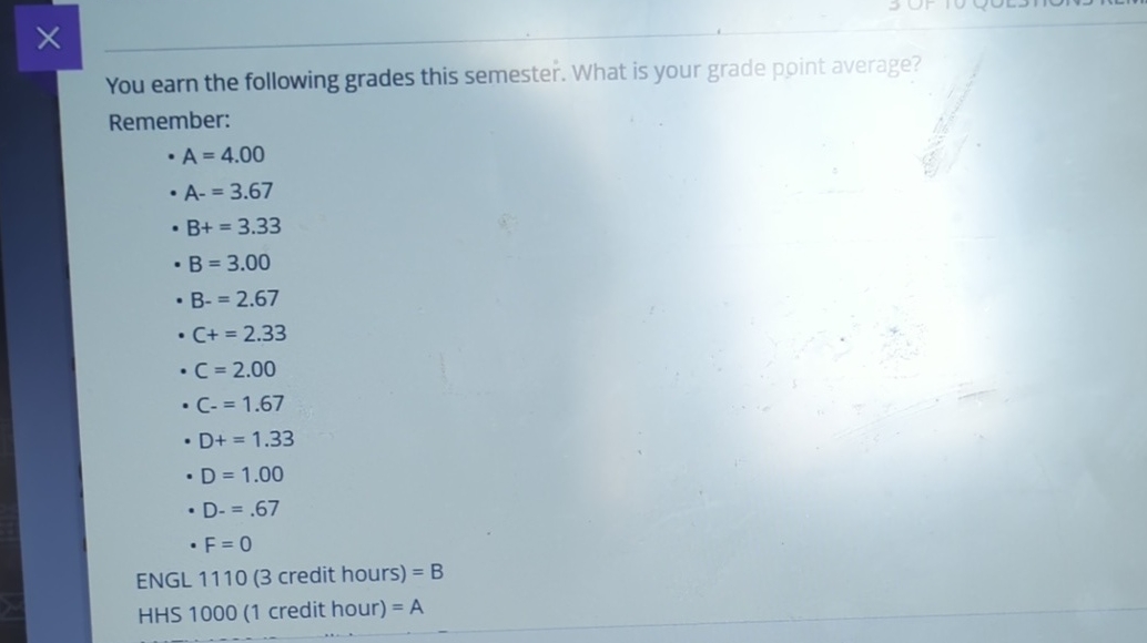 Solved You earn the following grades this semester. What is | Chegg.com