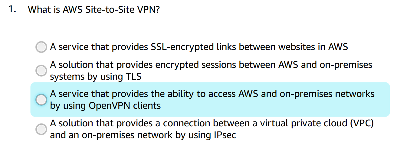 Solved What is AWS Site-to-Site VPN?A service that provides | Chegg.com