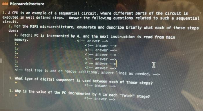 Solved ### Microarchitecture 1. A CPU is an example of a | Chegg.com