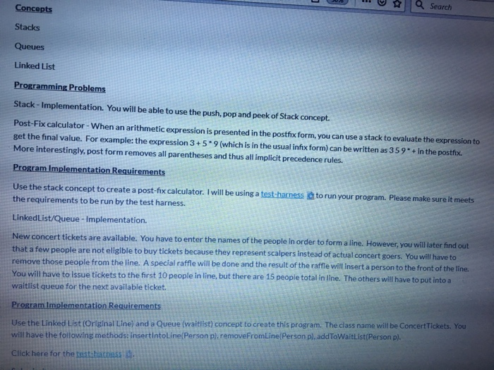 Solved QSearch Concepts Stacks Queues Linked List | Chegg.com