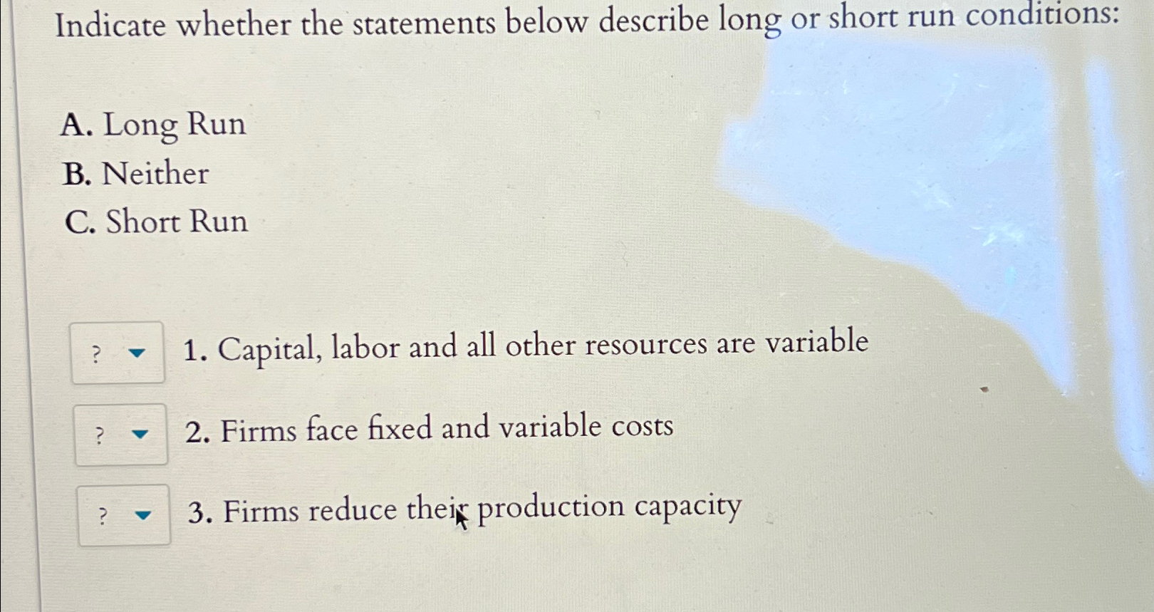 Solved Indicate whether the statements below describe long | Chegg.com