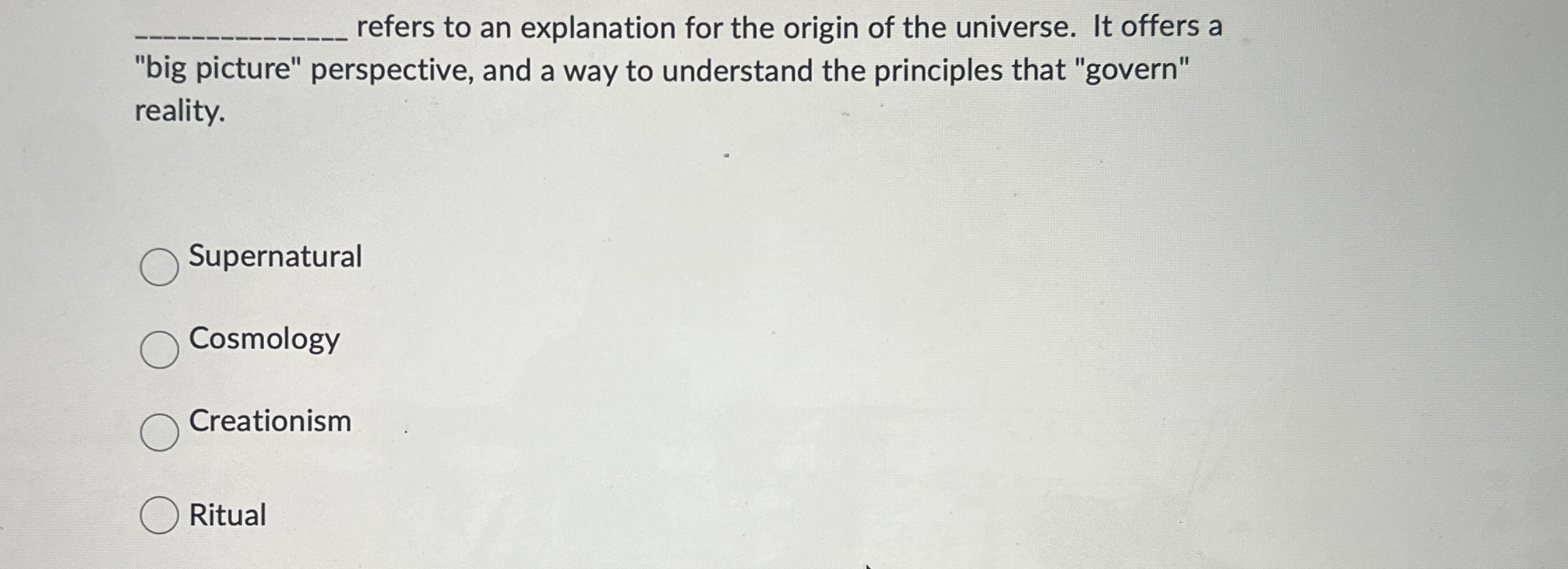 Solved refers to an explanation for the origin of the | Chegg.com